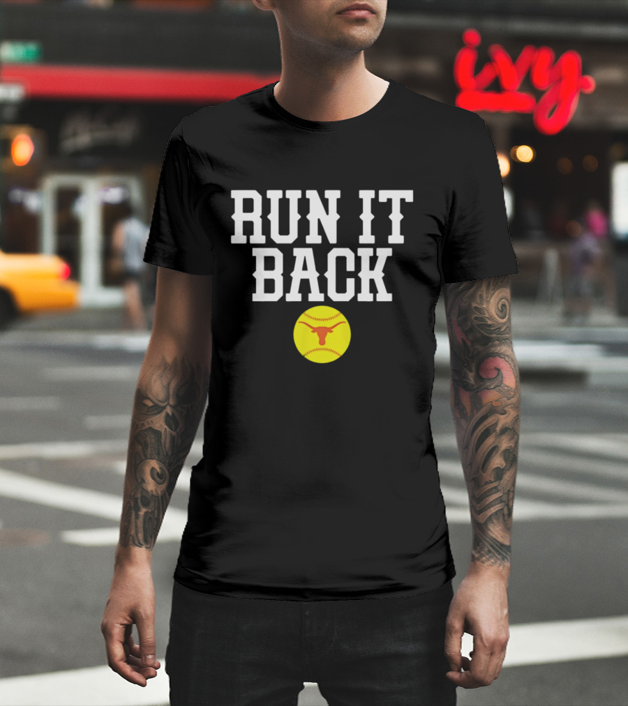 Texas Softball Run It Back Longhorn Yellow Softball T-Shirt