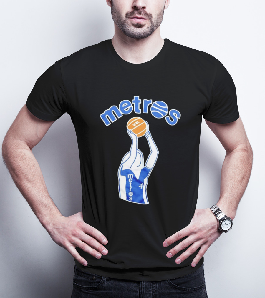 Washington Metros Basketball Player Number 4 Shooting With Blue White Jersey T-Shirt