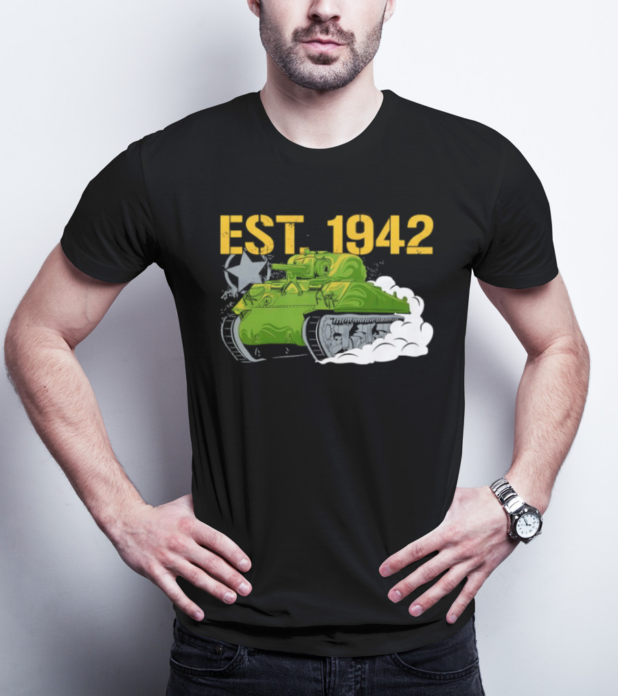 WW2 Sherman Tank EST 1942 World War II Historical Vehicle T-Shirt