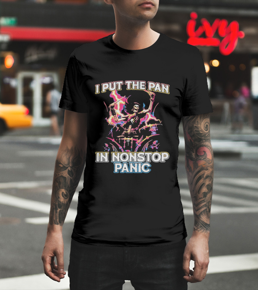 Skeleton I Put The Pan In Nonstop Panic Colorful Lightning T-Shirt
