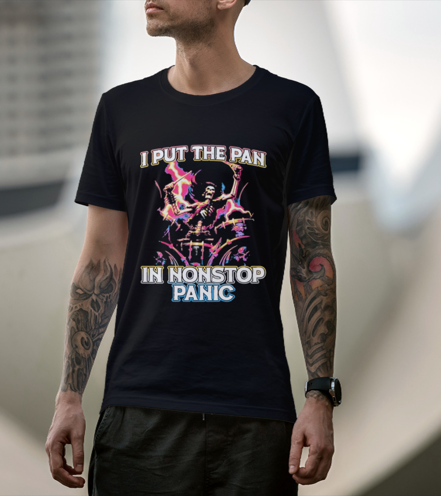 Skeleton I Put The Pan In Nonstop Panic Colorful Lightning T-Shirt