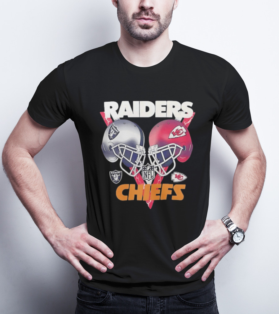 Raiders Vs Chiefs NFL Helmet Showdown T-Shirt