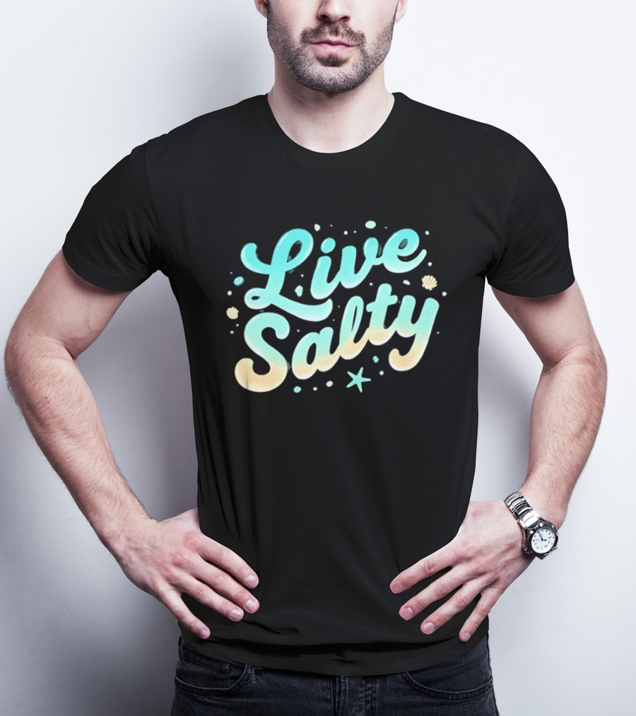Live Salty Sea Lovers Ocean Vibes Starfish Shells T-Shirt