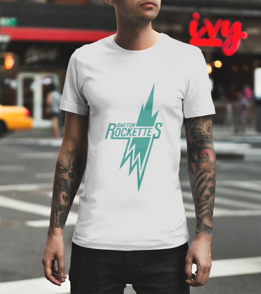 Dayton Rockettes Women's Professional Basketball League Retro Lightning Bolt T-Shirt