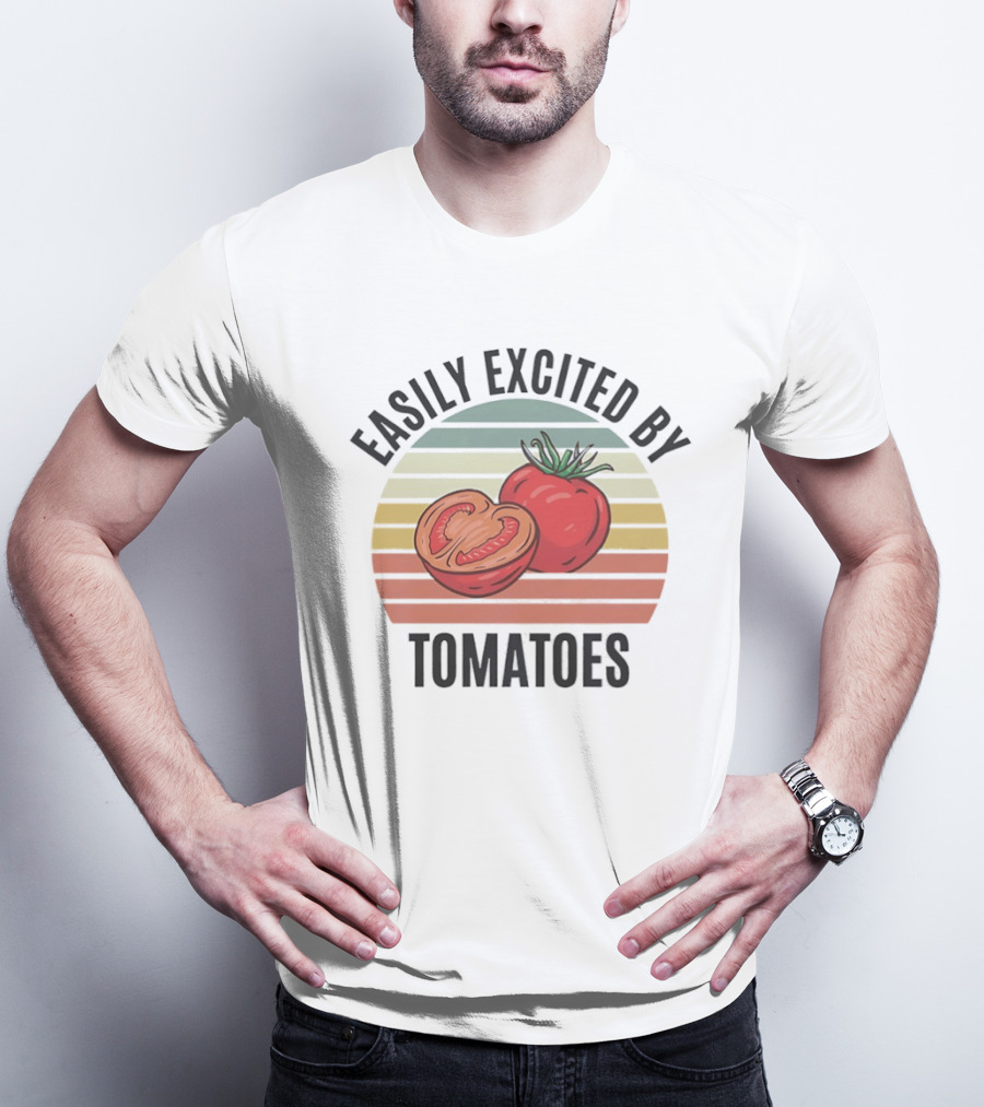 Easily Excited By Tomatoes Vintage Tomato Lover T-Shirt