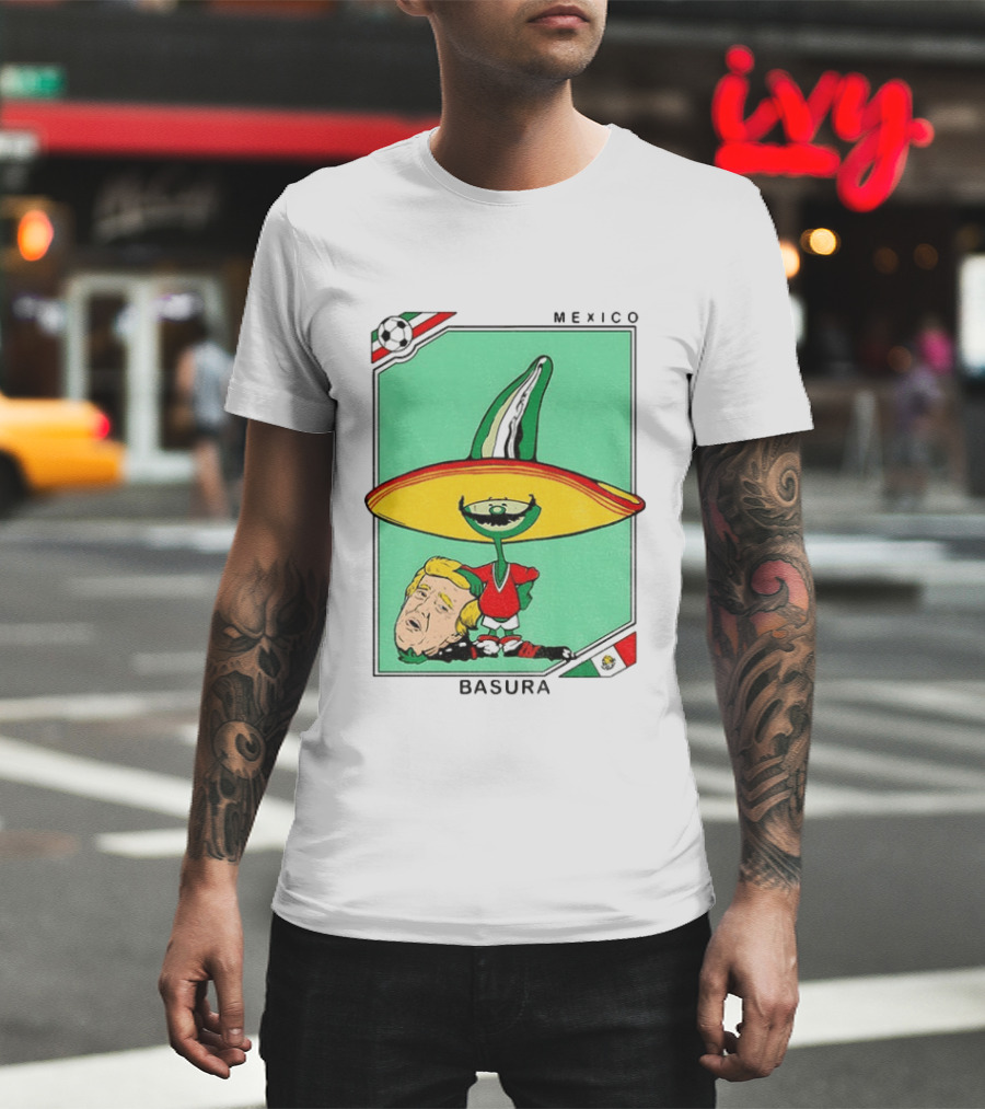 Mexico Basura Trump Football Flag T-Shirt