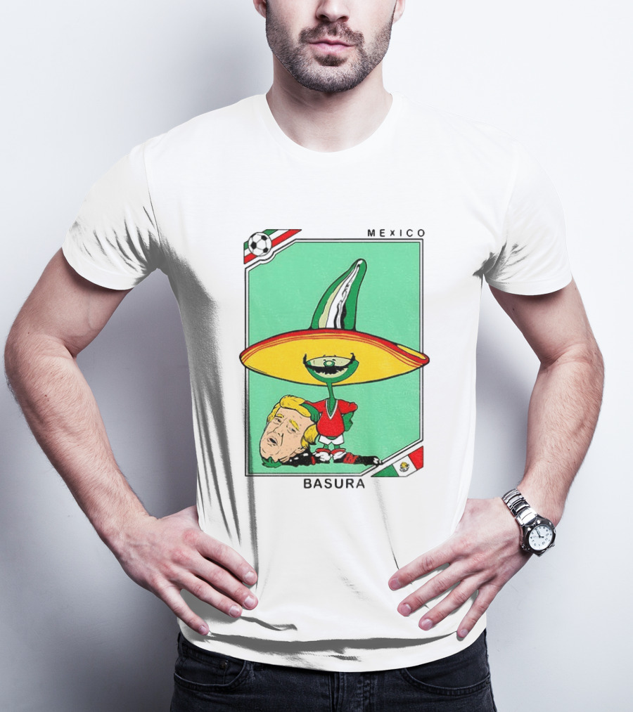 Mexico Basura Trump Football Flag T-Shirt