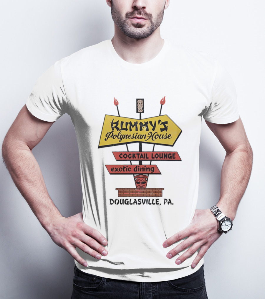 Rummy's Polynesian House Cocktail Lounge Exotic Dining Douglasville PA Tiki Bar T-Shirt