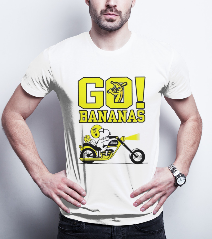 Snoopy Woodstock Go Bananas Motorcycle Savannah Bananas T-Shirt