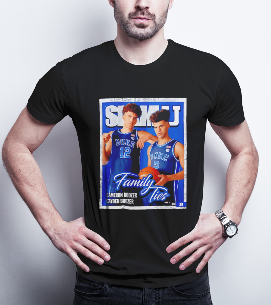 SLAMU Cameron And Cayden Boozer Duke Blue Devils Family Ties Basketball T-Shirt