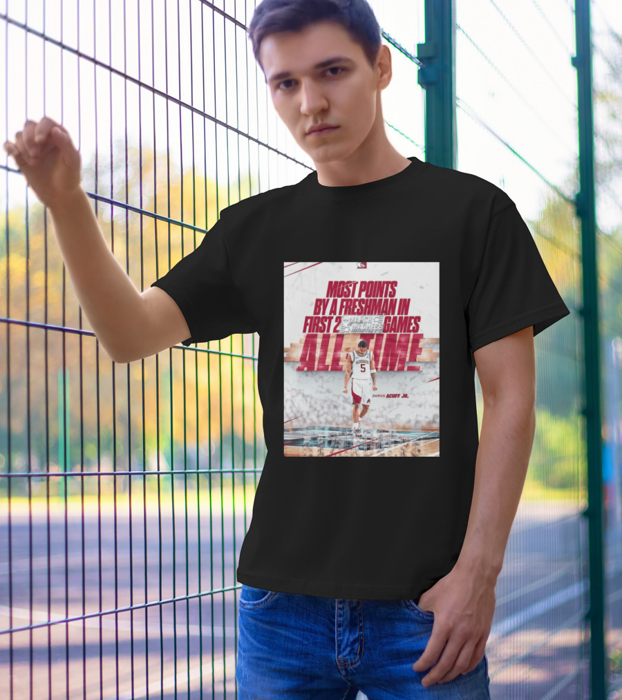 Darius Acuff Jr Most Points By A Freshman March Madness 2026 Arkansas Razorbacks Basketball T-Shirt
