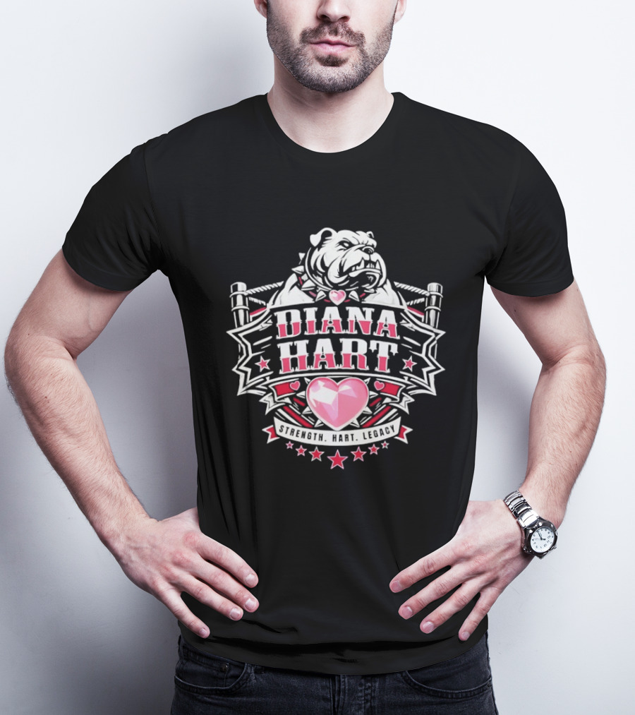 Diana Hart Bulldog Pink Heart Legacy Stars T-Shirt