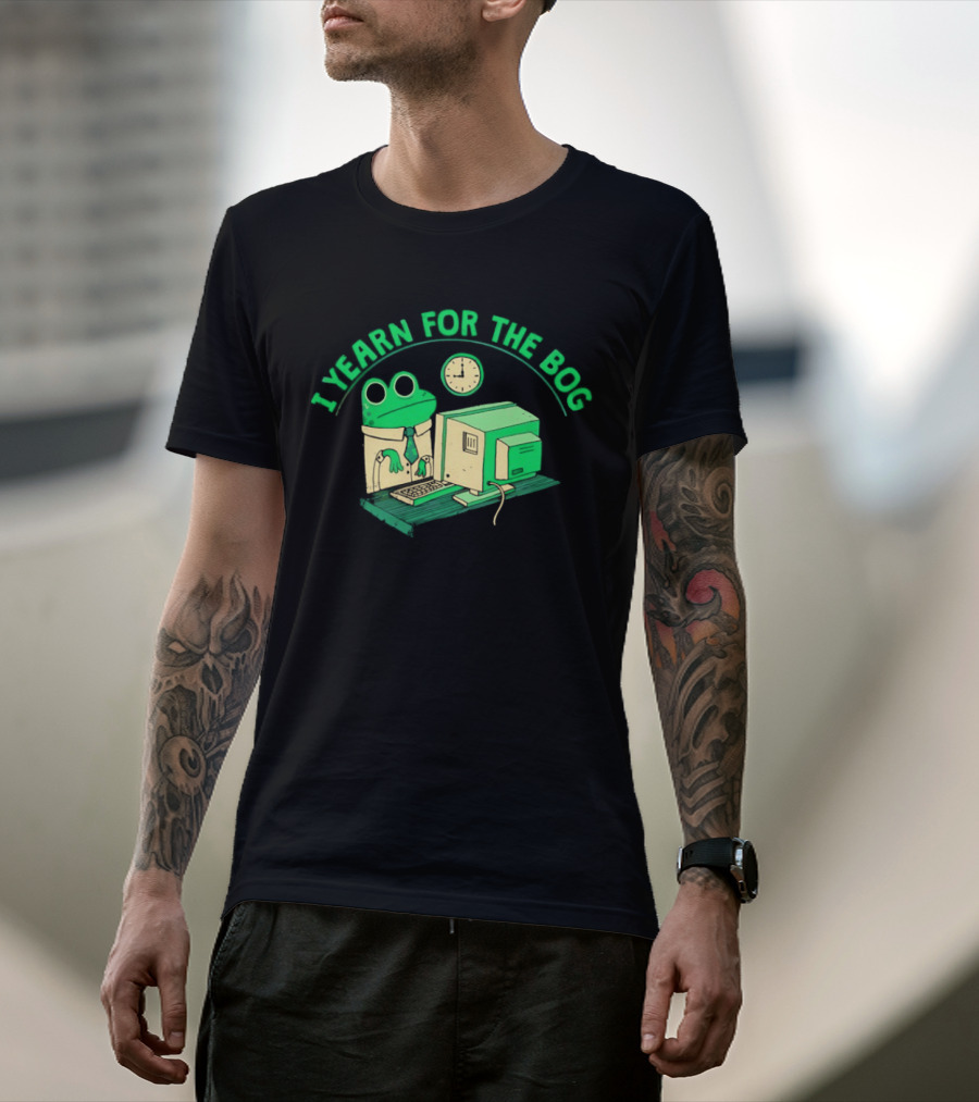Frog Yearning For The Bog With Retro Computer Charm T-Shirt
