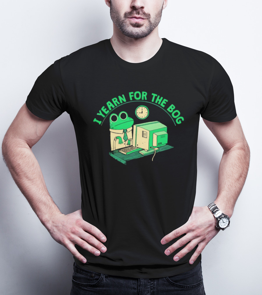 Frog Yearning For The Bog With Retro Computer Charm T-Shirt