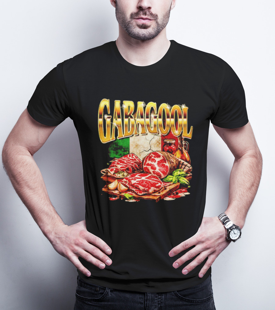 Gabagool Italian Cuisine With Italian Flag And Traditional Ingredients T-Shirt