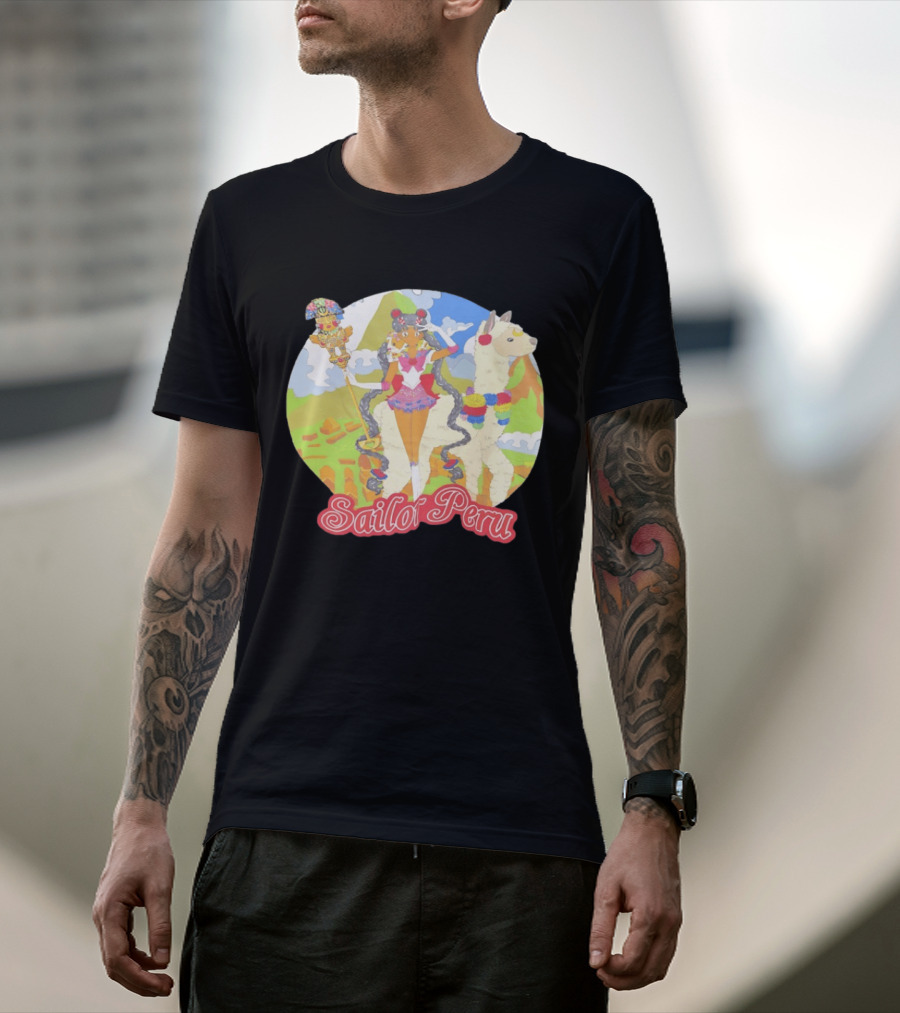 Sailor Moon Sailor Peru Anime Crossover With Llama And Traditional Peruvian T-Shirt
