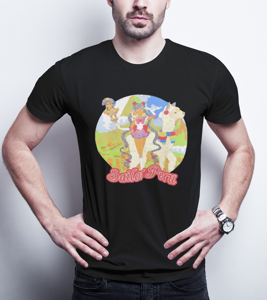 Sailor Moon Sailor Peru Anime Crossover With Llama And Traditional Peruvian T-Shirt