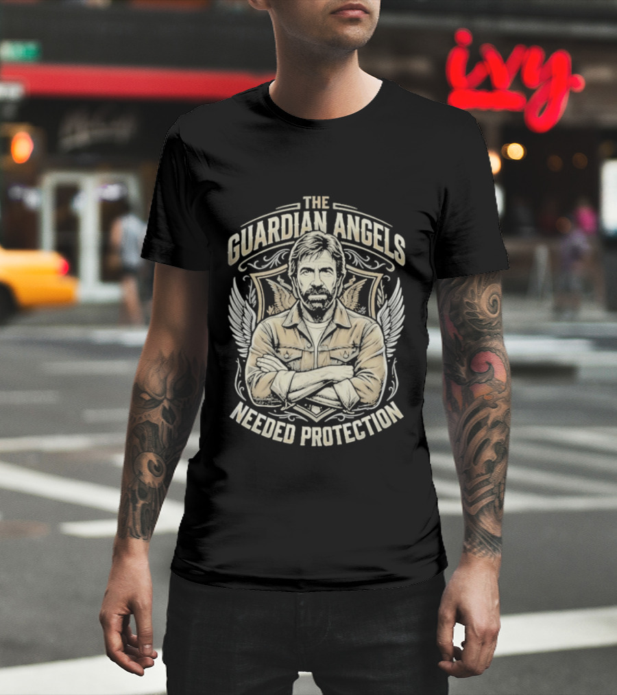 The Guardian Angels Needed Protection Rip Chuck Norris T-Shirt