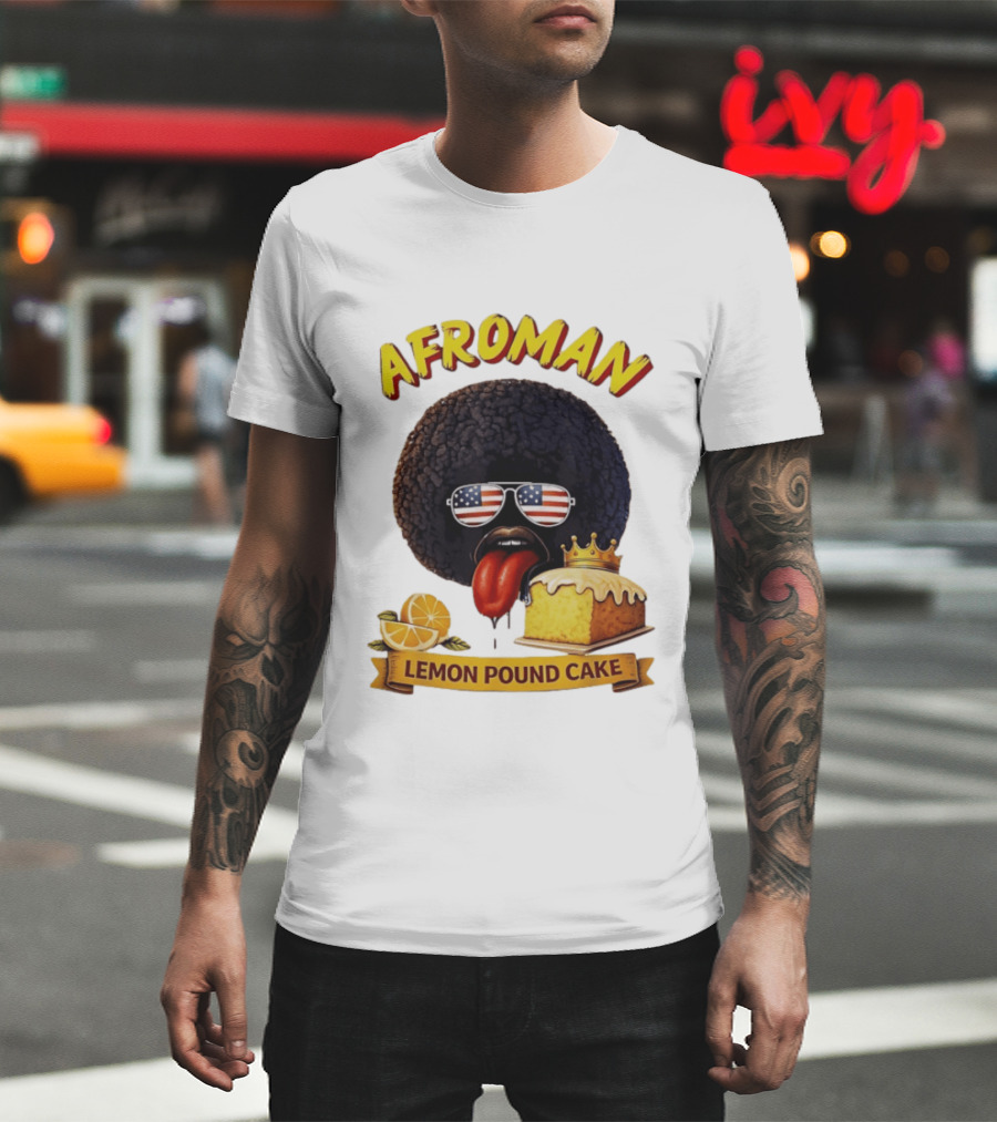 Afroman Lemon Pound Cake Sunglasses Tongue Crown Lemons T-Shirt