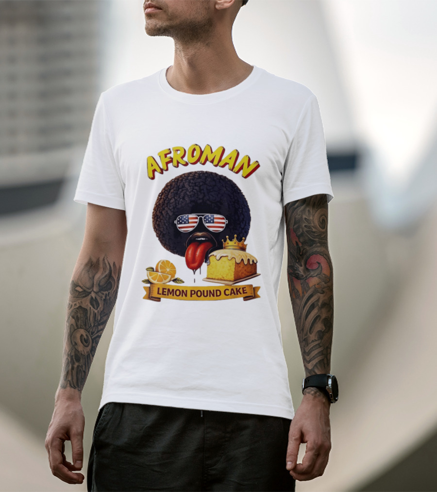 Afroman Lemon Pound Cake Sunglasses Tongue Crown Lemons T-Shirt