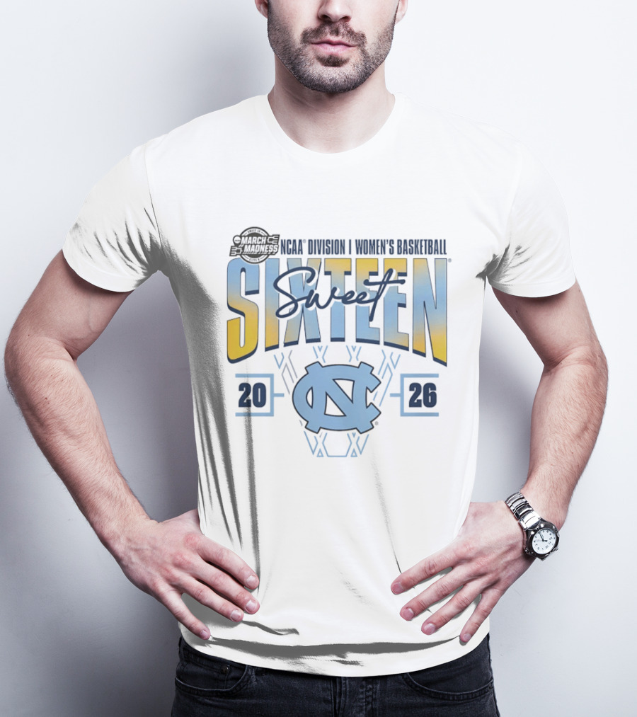 2026 NCAA Division I Women's Basketball March Madness Sweet Sixteen North Carolina Tar Heels T-Shirt