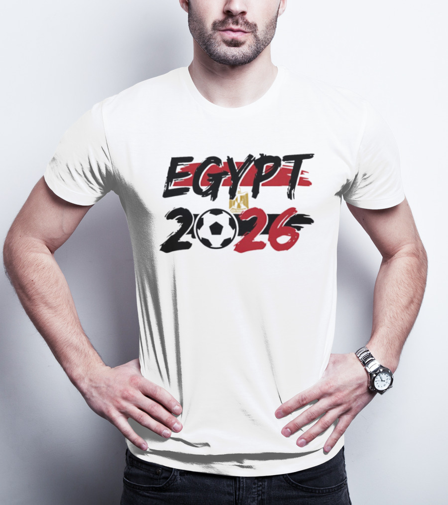 Egypt 2026 World Cup Soccer Emblem And Flag T-Shirt