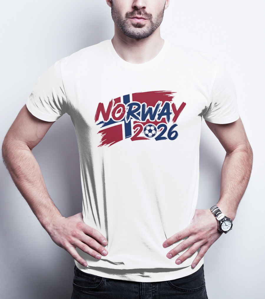 Norway 2026 Soccer National Team Flag Style Soccer Ball T-Shirt