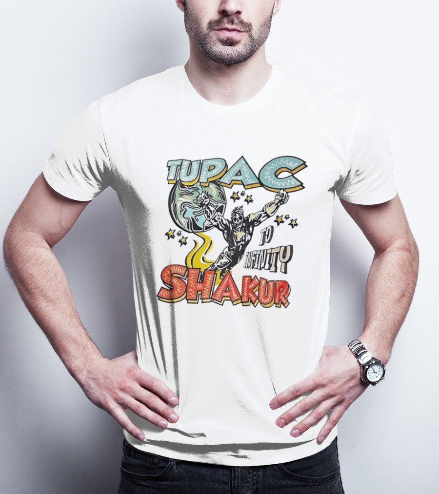 Tupac Shakur To Infinity Comic Style Superhero Image T-Shirt