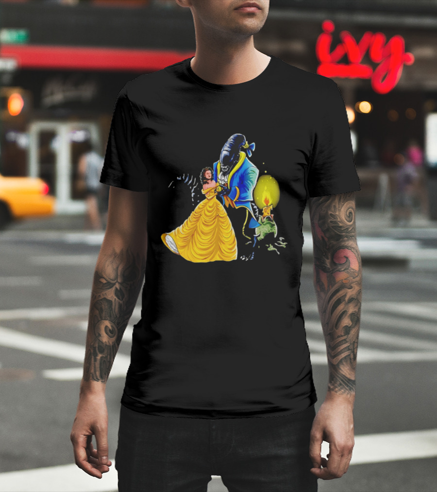Belle Beauty And The Xenomorph Alien Monster Dance Candelabra T-Shirt