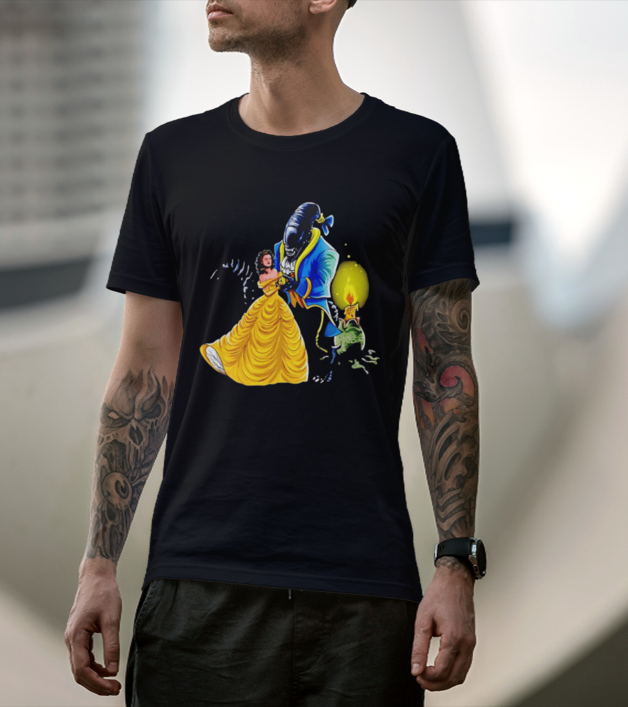 Belle Beauty And The Xenomorph Alien Monster Dance Candelabra T-Shirt