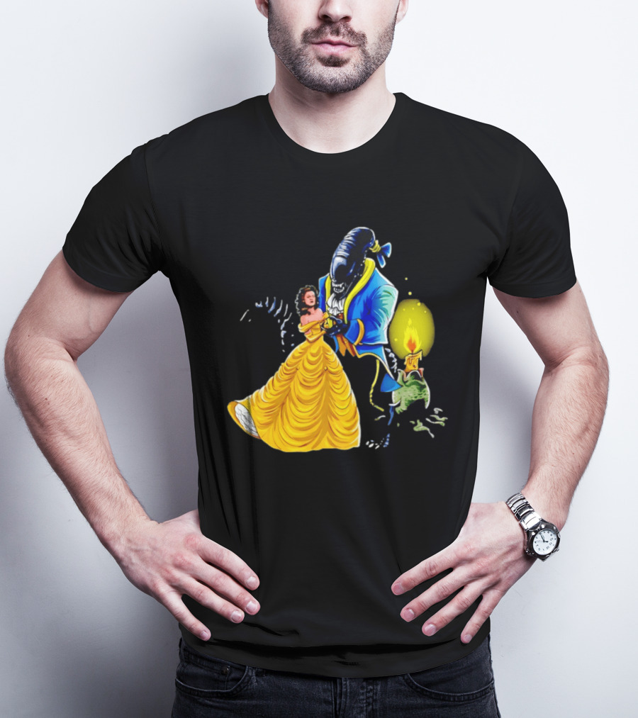 Belle Beauty And The Xenomorph Alien Monster Dance Candelabra T-Shirt