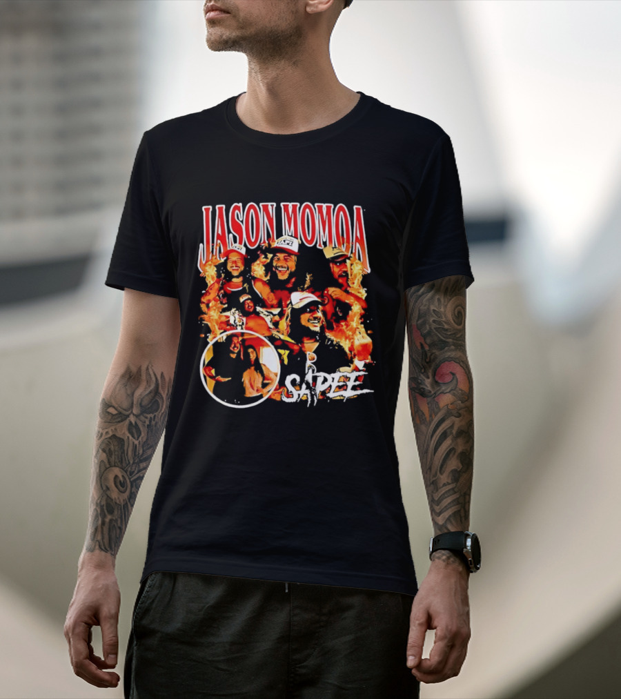 Jason Momoa Sapee Blazing Fire Faces T-Shirt