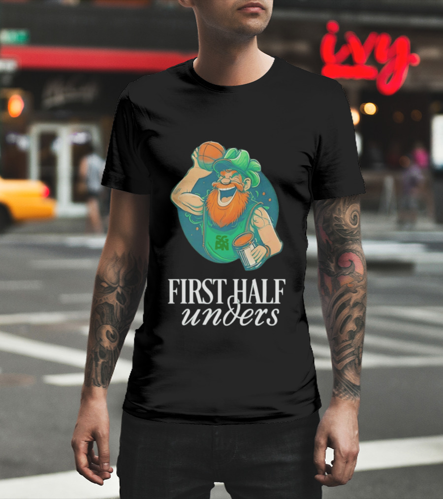 Leprechaun First Half Unders Basketball Beer T-Shirt