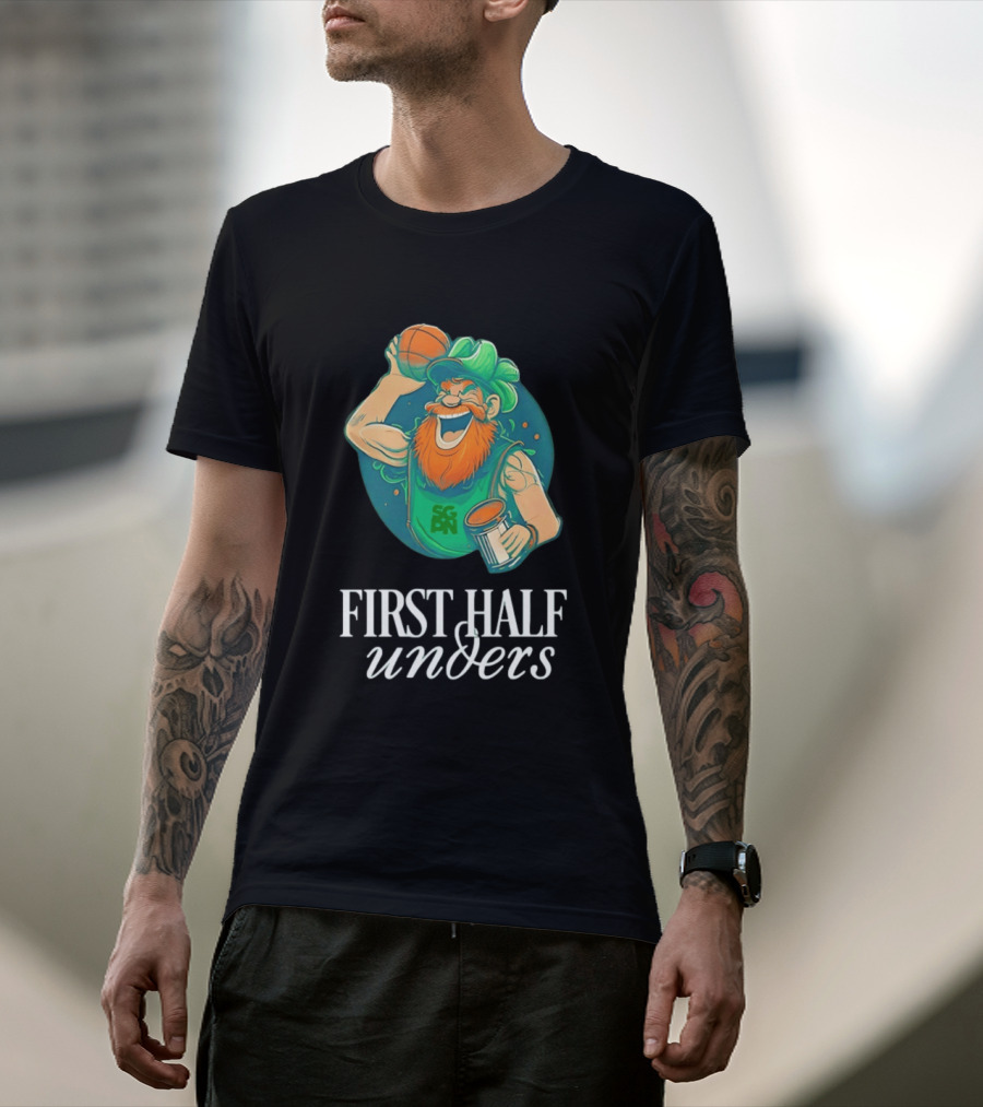 Leprechaun First Half Unders Basketball Beer T-Shirt