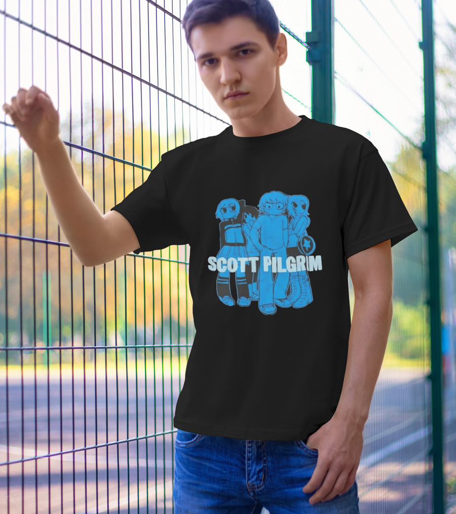 Scott Pilgrim Characters Group Blue T-Shirt