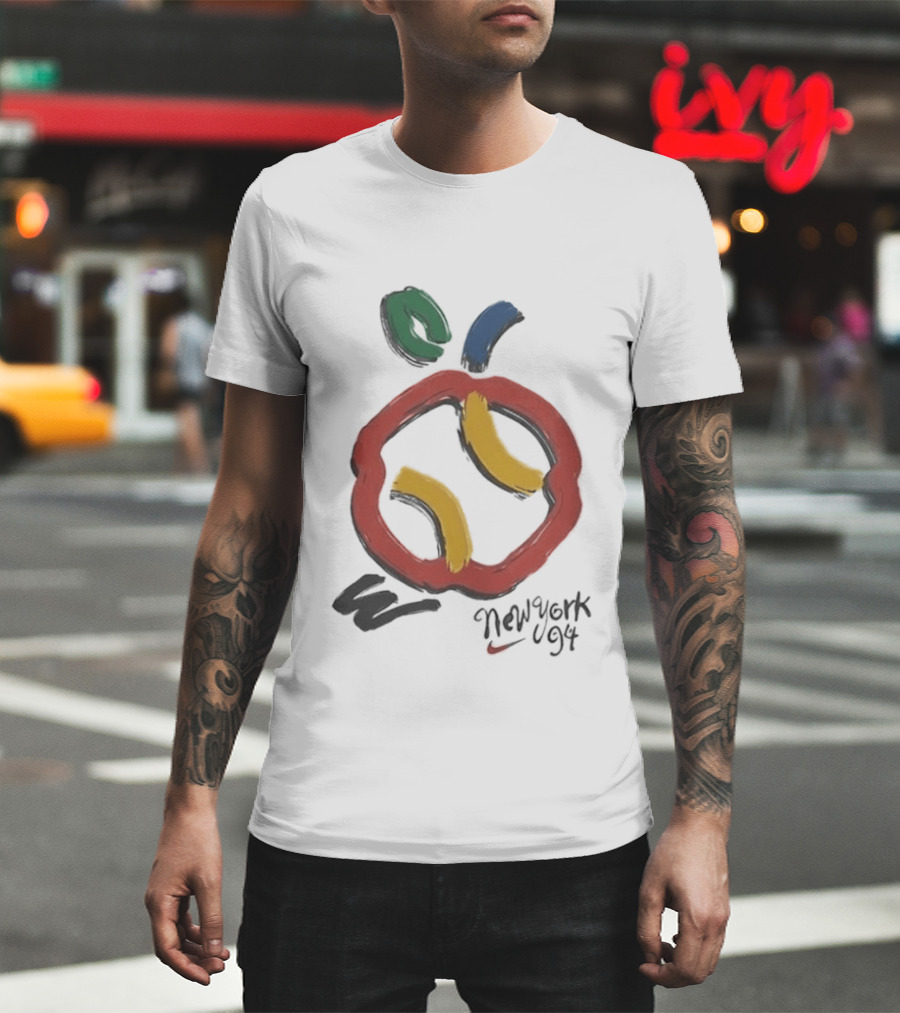 New York 94 Apple With Nike Swoosh And Abstract T-Shirt