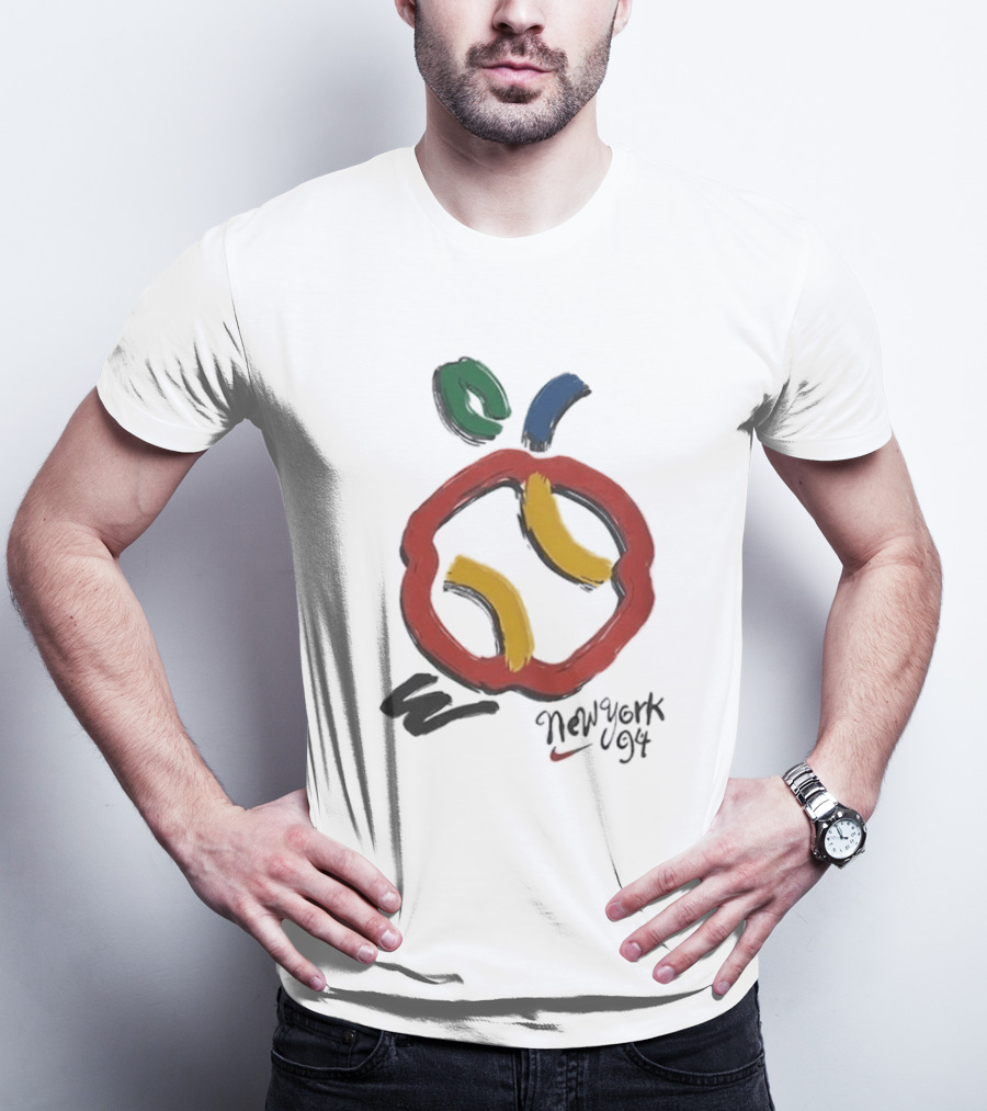 New York 94 Apple With Nike Swoosh And Abstract T-Shirt