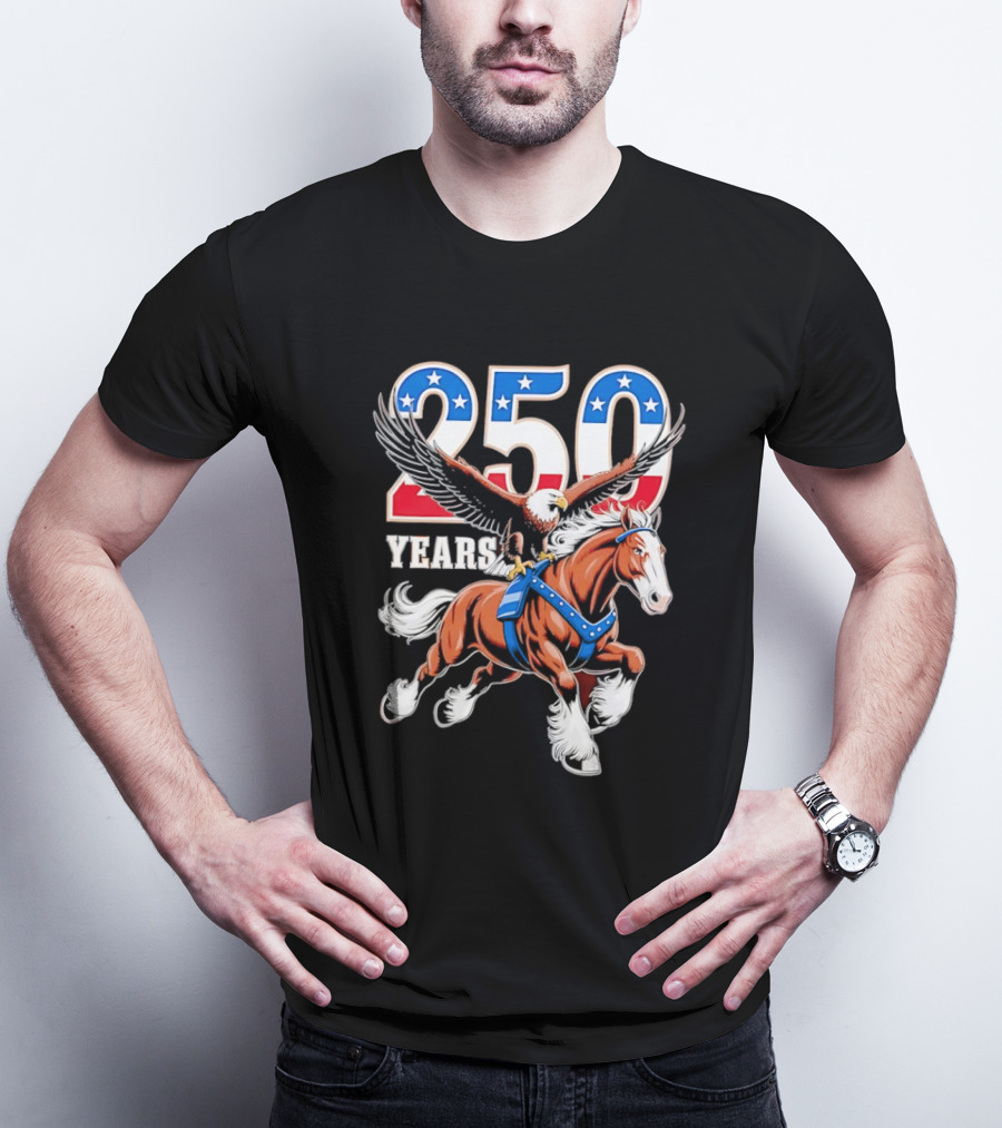 250 Years American Eagle Horse Patriotic Celebration T-Shirt