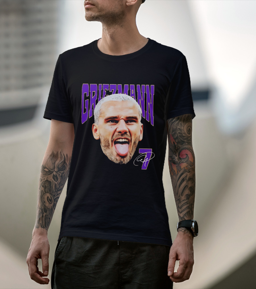 Antoine Griezmann Expression Purple Text Number 7 T-Shirt