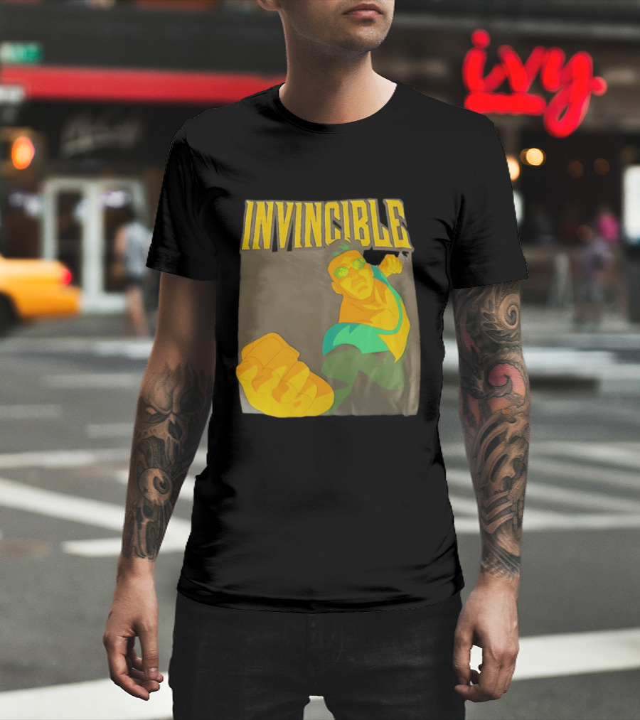 Invincible Superhero Bold Fist Action Pose T-Shirt