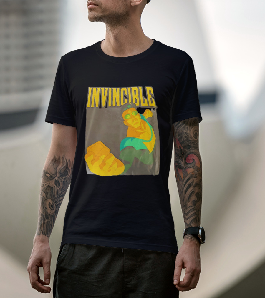 Invincible Superhero Bold Fist Action Pose T-Shirt