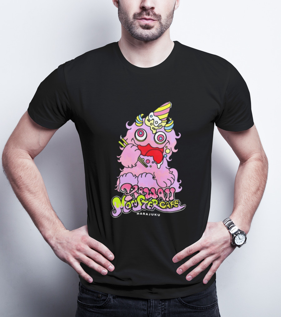 Kawaii Monster Cafe Harajuku Pink Fluffy Creature Fun T-Shirt