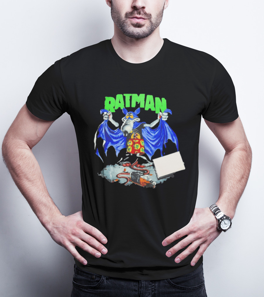 Ratman Comic Parody Superhero Character With Cape And Rats T-Shirt