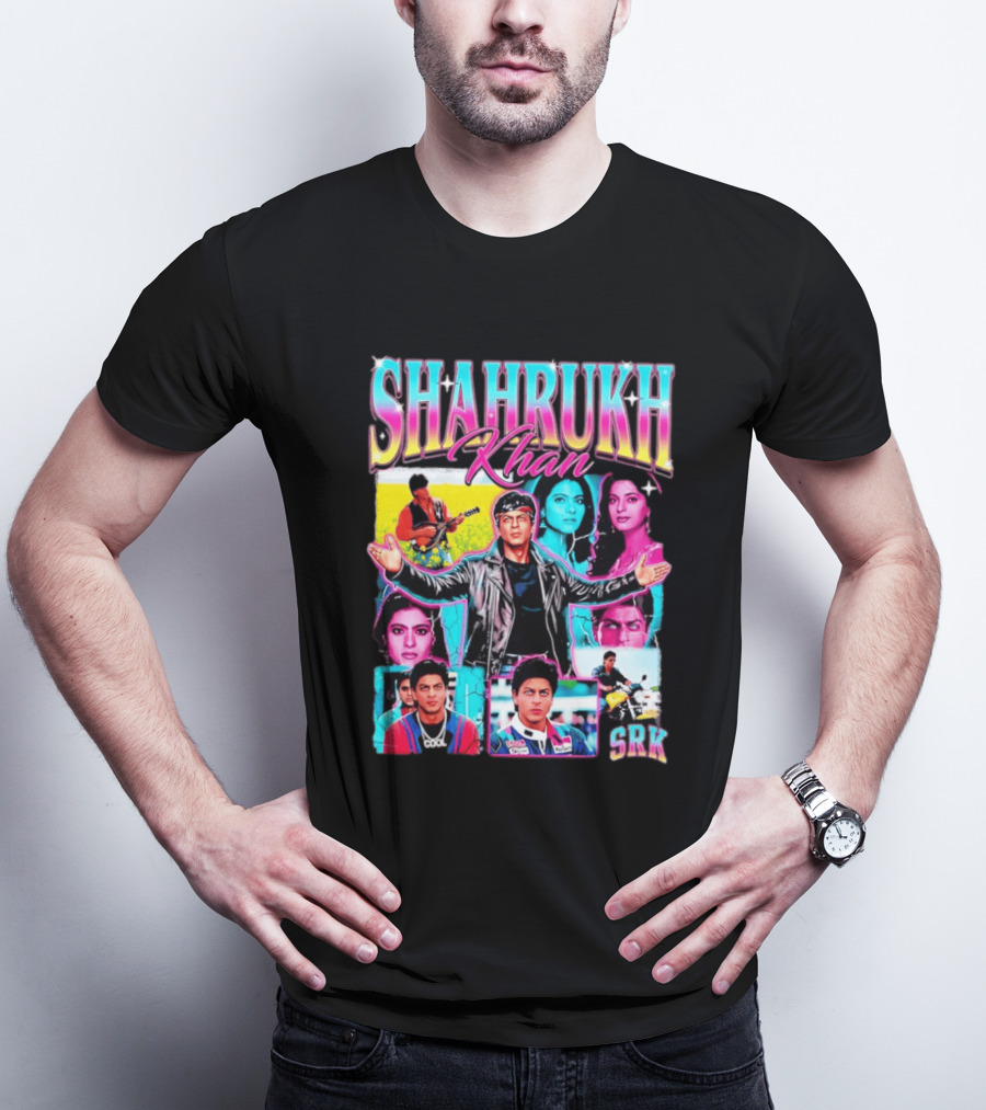 SHAHRUKH KHAN SRK Kajol Juhi Chawla Guitar Motorcycle T-Shirt