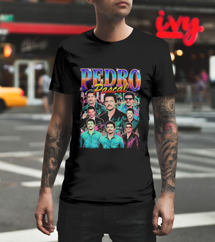 Pedro Pascal Multicolored Collage Actor T-Shirt