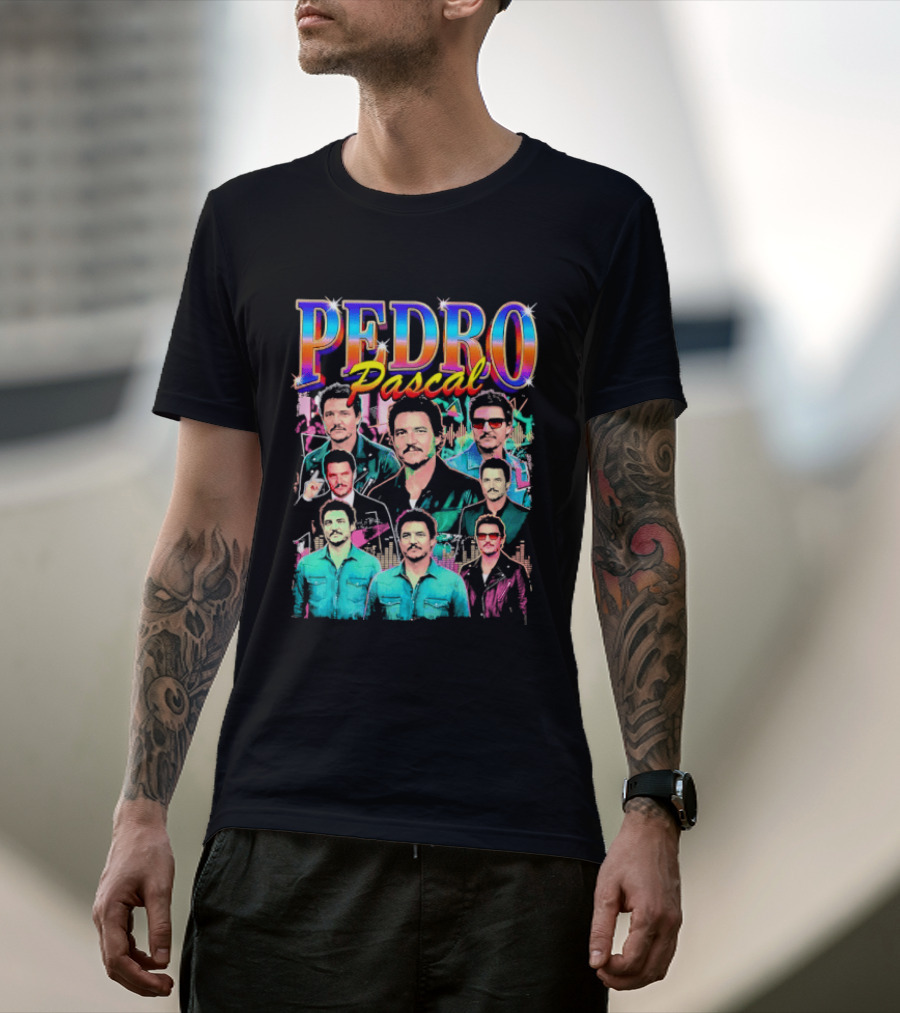 Pedro Pascal Multicolored Collage Actor T-Shirt