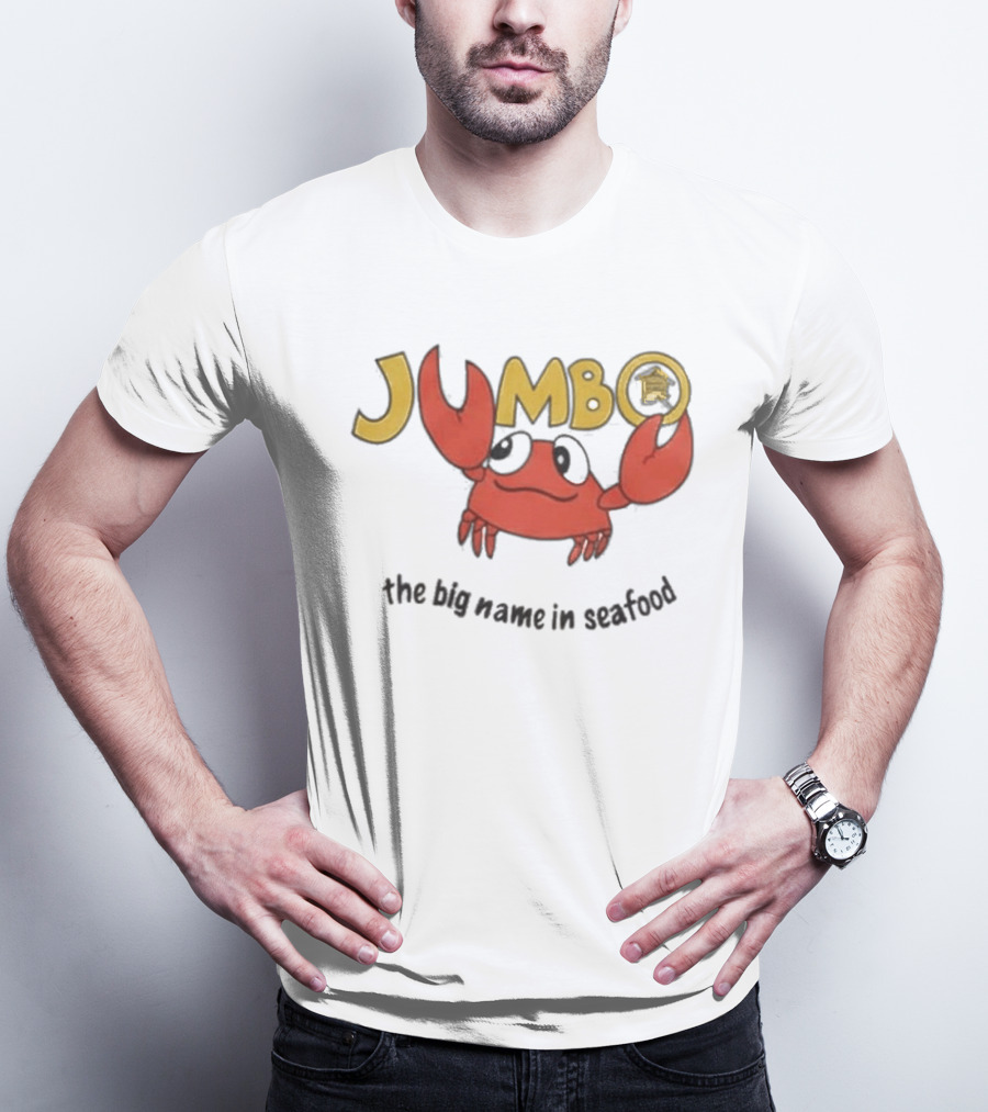 Jumbo The Big Name In Seafood Red Crab Cartoon T-Shirt