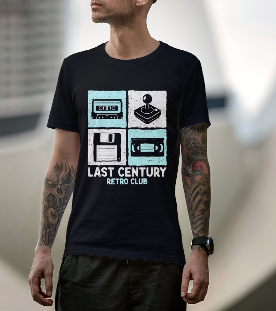 Last Century Retro Club Cassette Tape Joystick Floppy Disk Video Tape T-Shirt