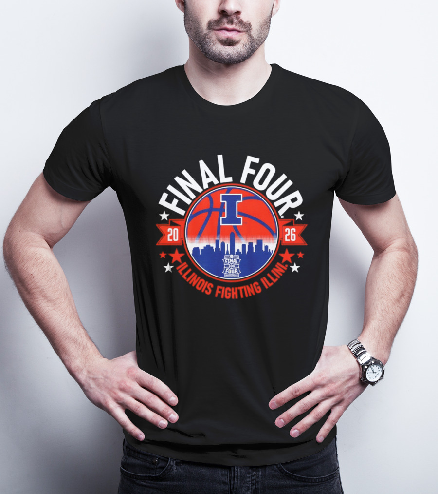 Illinois Fighting Illini 2026 Final Four Basketball Skyline T-Shirt