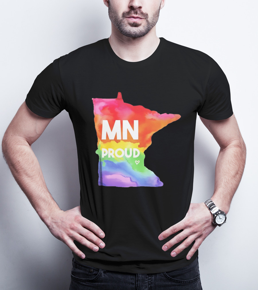MN Proud Rainbow Heart Minnesota Map T-Shirt